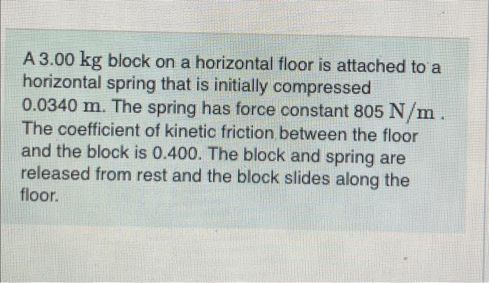 Solved A 3.00 kg block on a horizontal floor is attached to | Chegg.com