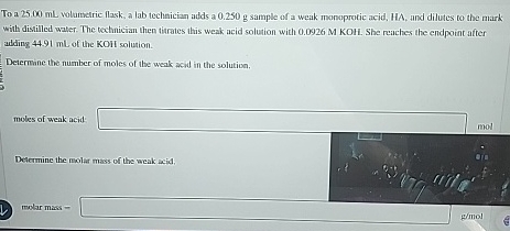 Solved To a 25,00 ﻿mL volumetric flask, a lab techmician | Chegg.com