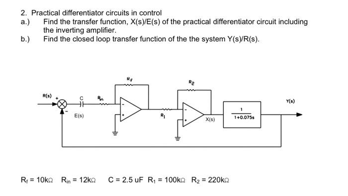 Solved 2 Practical Differentiator Circuits In Control A