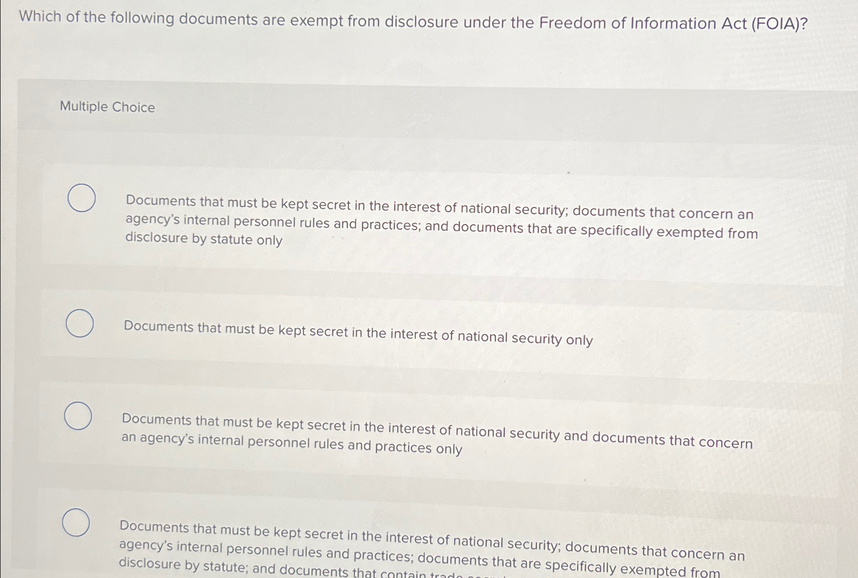 Solved Which of the following documents are exempt from | Chegg.com