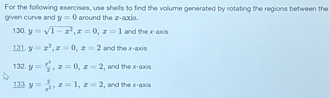 Solved For the following exercises, use shells to find the | Chegg.com
