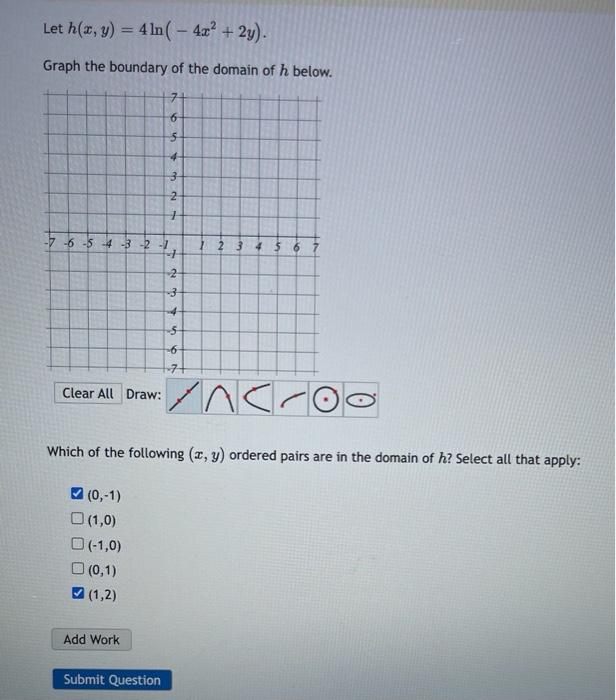 Solved Let h(x,y)=4ln(−4x2+2y) Graph the boundary of the | Chegg.com