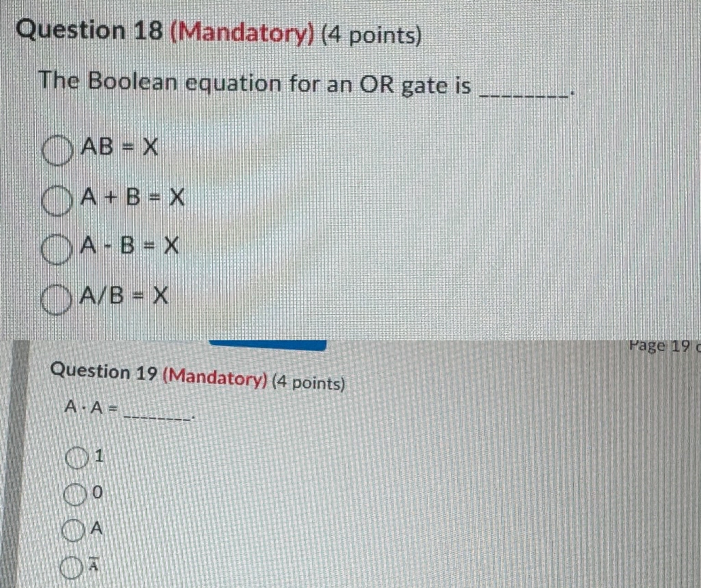 Solved Question 18The Boolean equation for an OR gate is | Chegg.com
