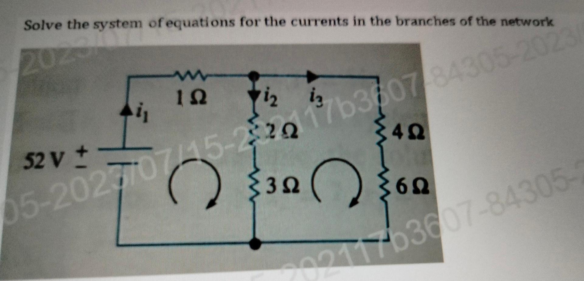 Solved Solve the system of equations for the currents in the | Chegg.com