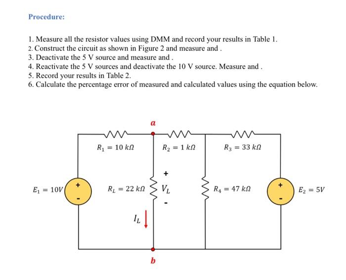 Solved 1. Measure all the resistor values using DMM and | Chegg.com