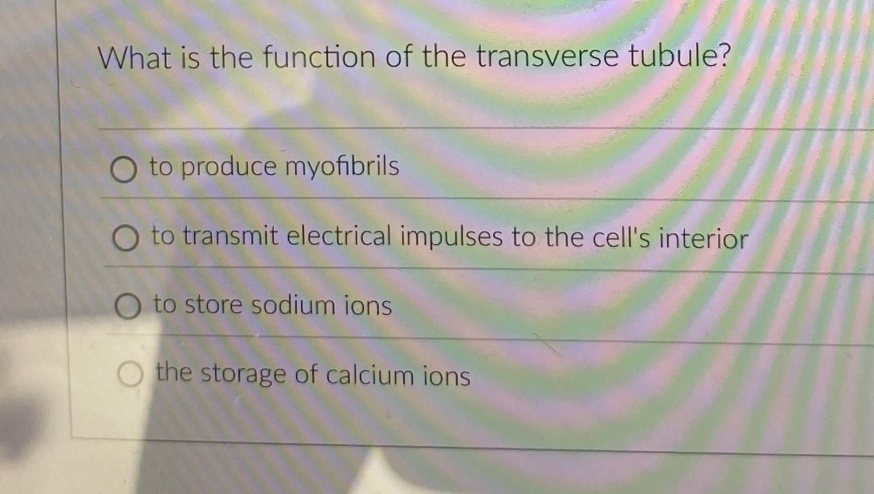 Solved What is the function of the transverse tubule?to | Chegg.com