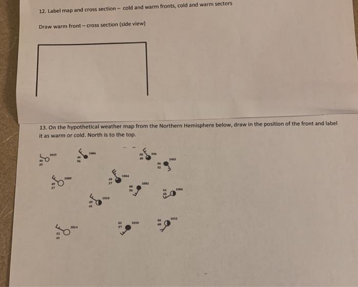 Solved 12. Label map and cross section - cold and warm | Chegg.com