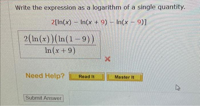 Solved Write the expression as a logarithm of a single | Chegg.com