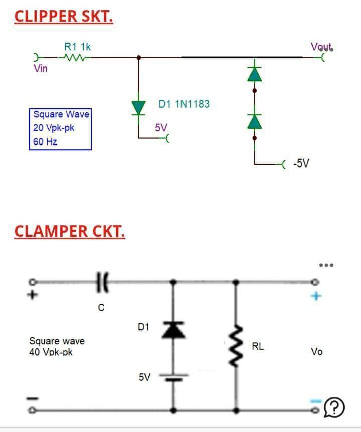 Solved CLIPPER SKT. CLAMPER CKT. Refer to the clamper ckt., | Chegg.com