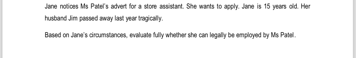 Solved Jane notices Ms Patel's advert for a store assistant. | Chegg.com
