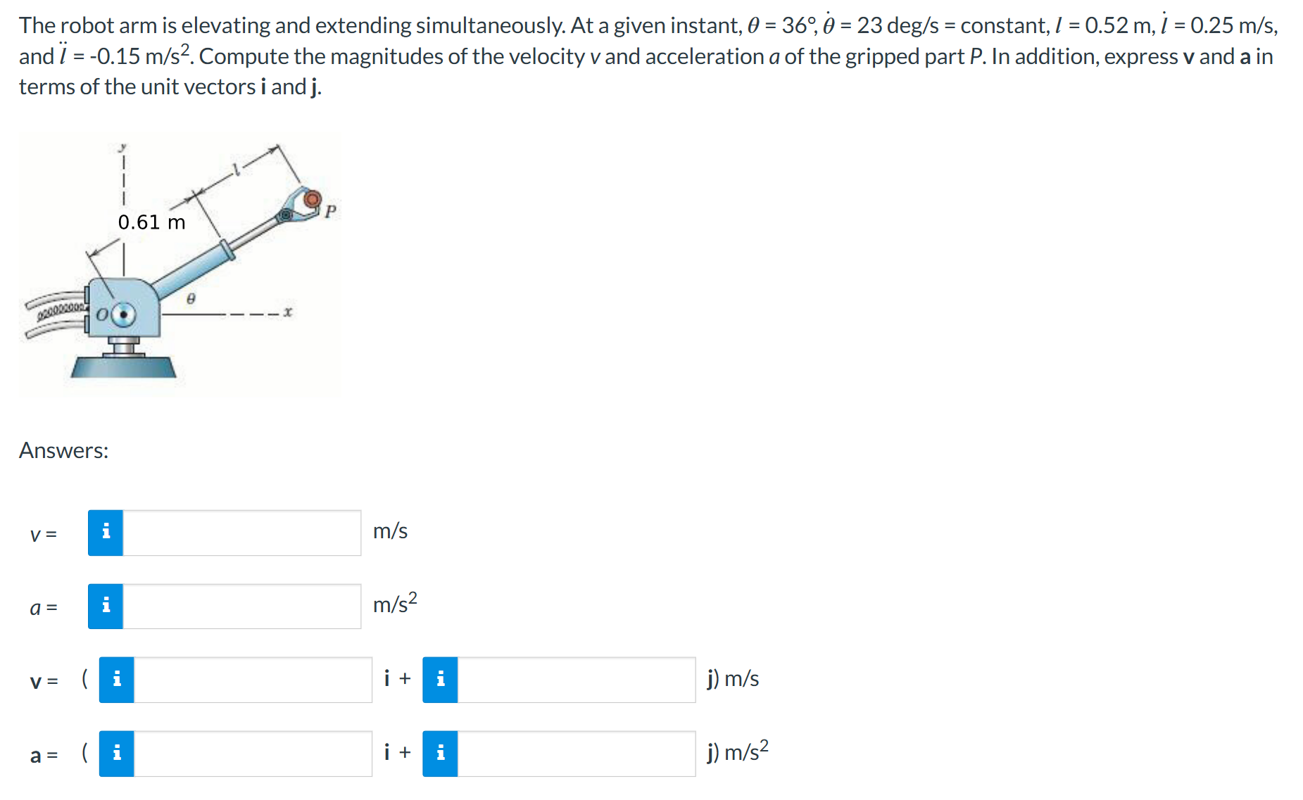 Solved The robot arm is ﻿elevating and extending | Chegg.com