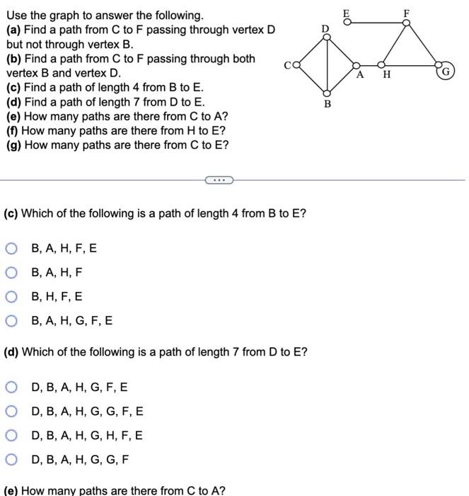 Solved Use The Graph To Answer The Following A Find A 