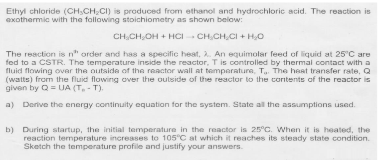 Solved Ethyl chloride (CH3CH2Cl) ﻿is produced from ethanol | Chegg.com