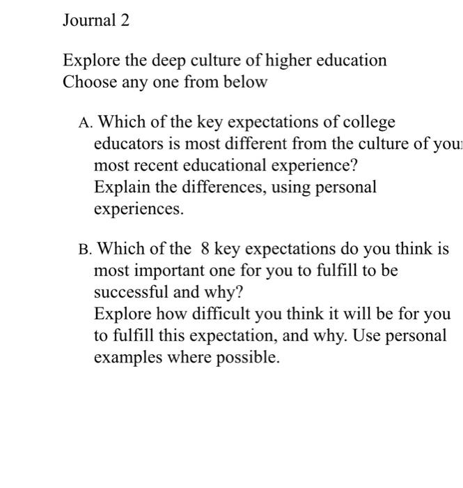 A. Which of the key expectations of college educators | Chegg.com
