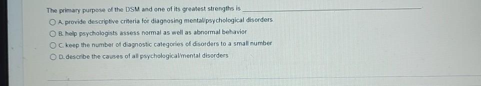 Solved The primary purpose of the DSM and one of its | Chegg.com
