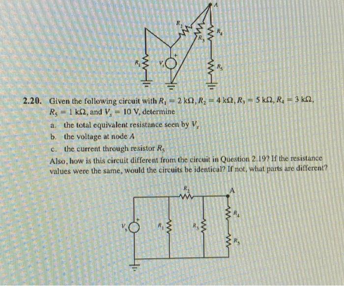 Solved 20. Given the following circuit with | Chegg.com