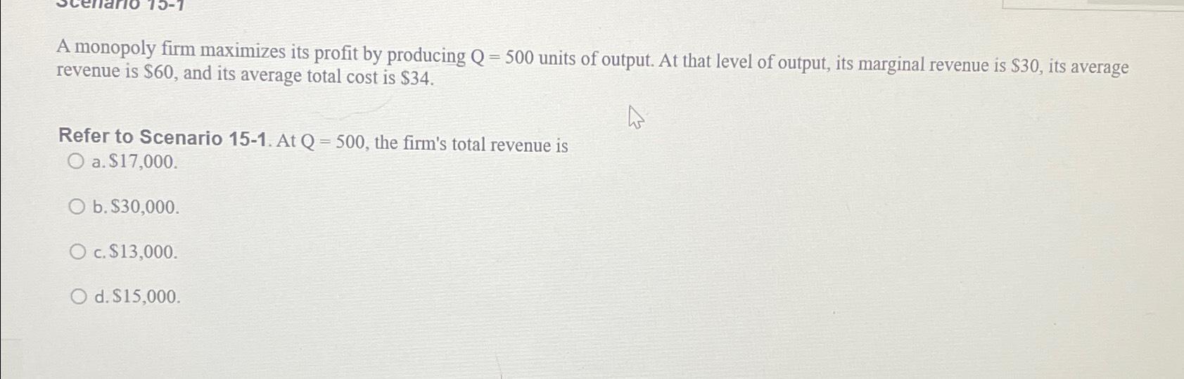 Solved A monopoly firm maximizes its profit by producing | Chegg.com
