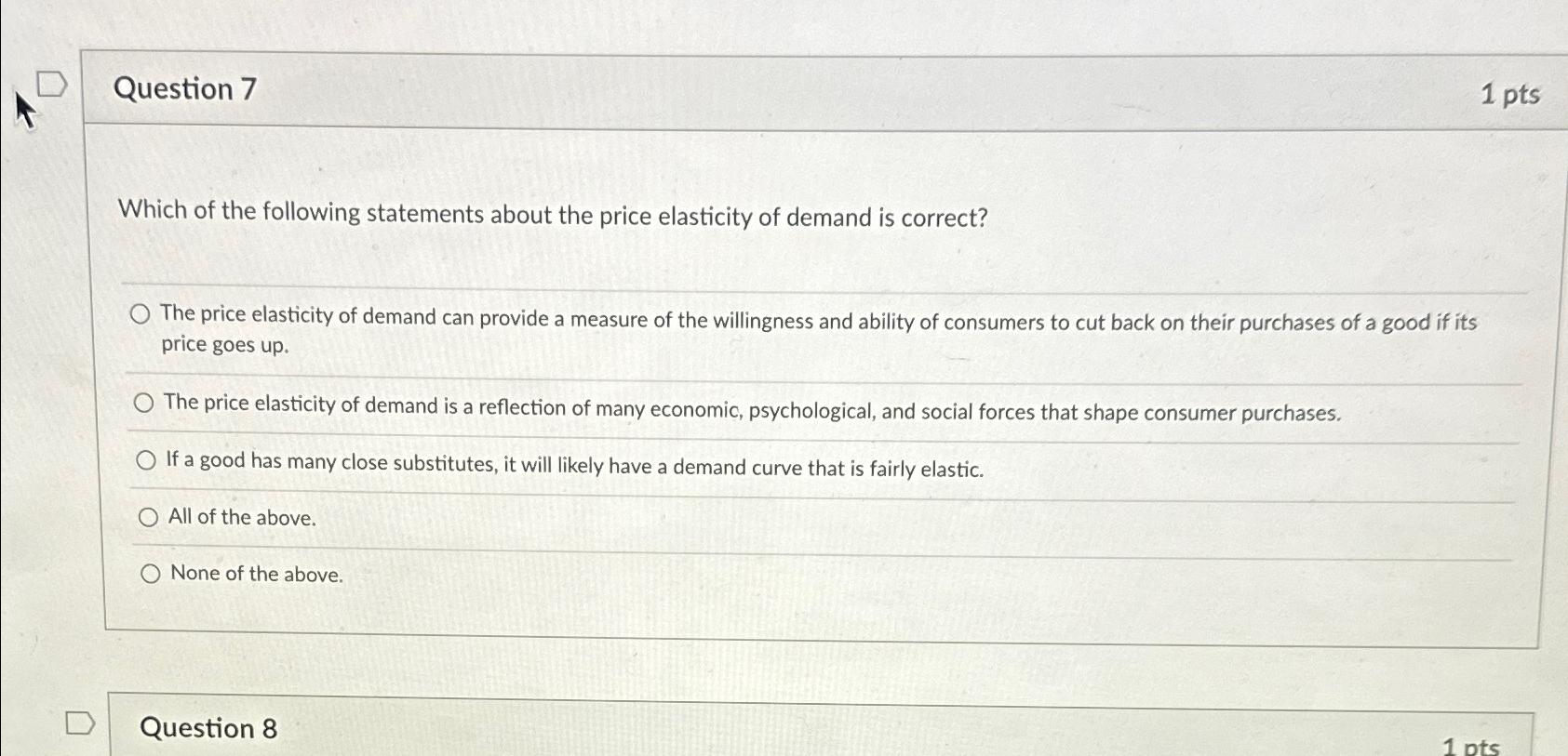 Solved Question 71 ﻿ptsWhich of the following statements | Chegg.com