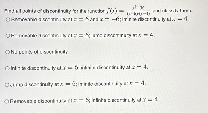 Solved Find All Points Of Discontinuity For The Function