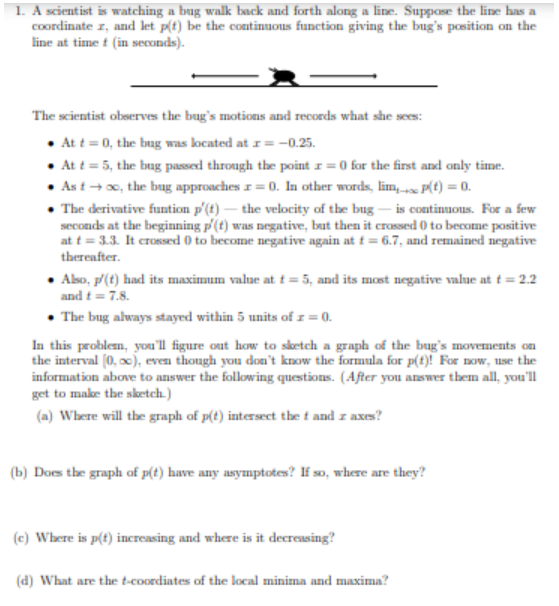 Solved A scientist is watching a bug walk back and forth | Chegg.com