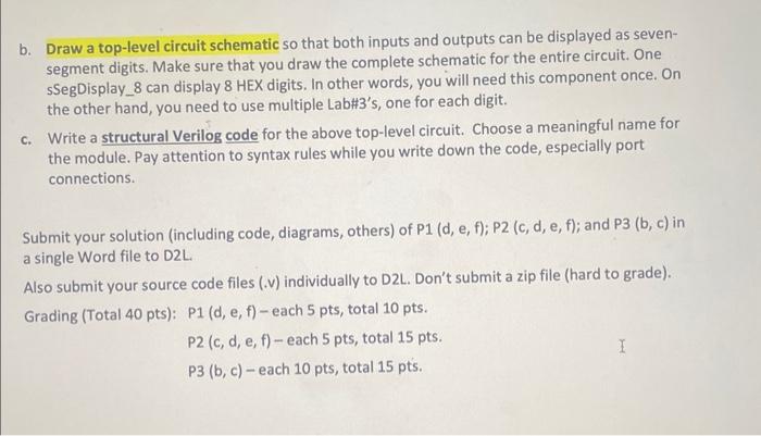 3. Design a top-level circuit that uses P2, Lab\#3 | Chegg.com