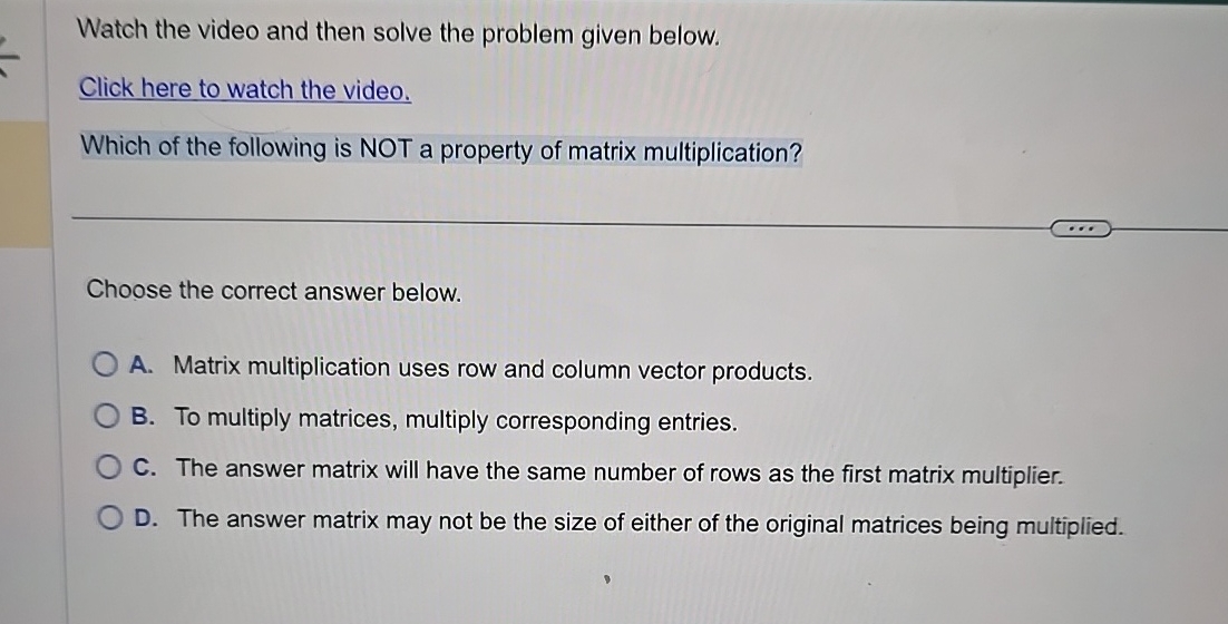 Solved Watch the video and then solve the problem given | Chegg.com