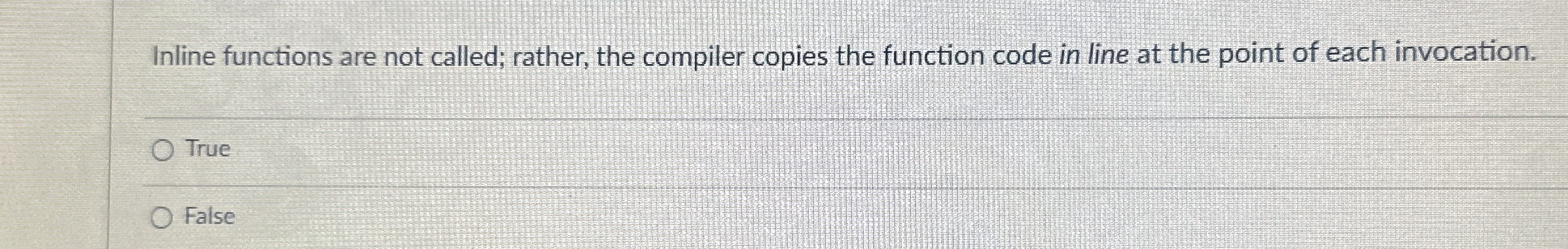 Solved Inline functions are not called; rather, the compiler | Chegg.com Solved Inline functions are not called; rather, the compiler | Chegg.com
