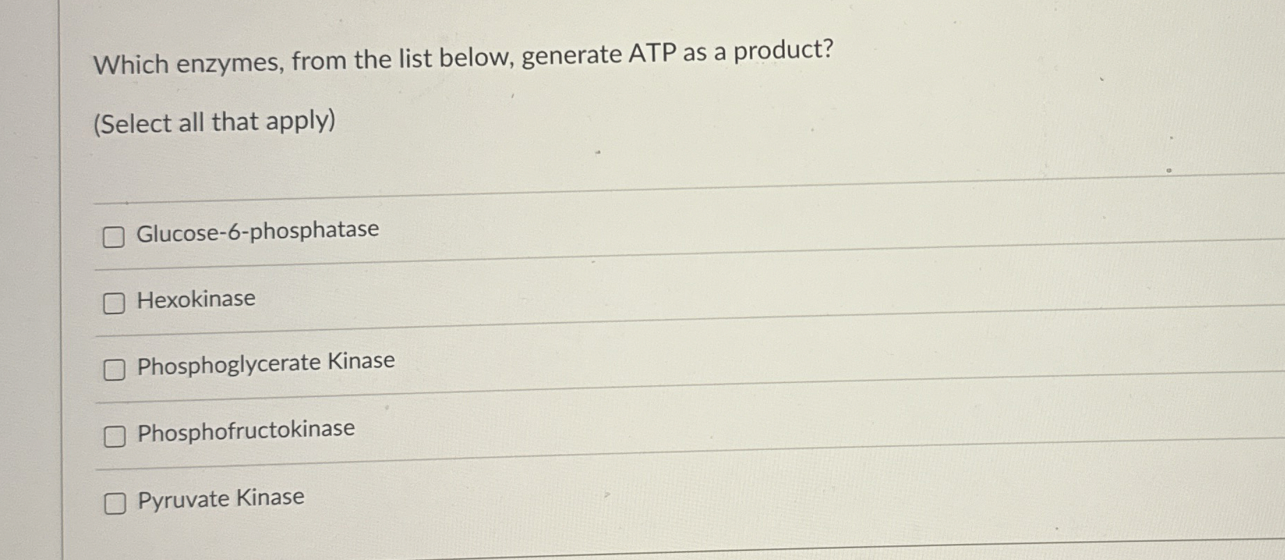 Solved Which enzymes, from the list below, generate ATP as a | Chegg.com