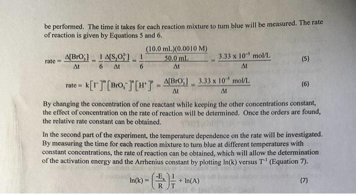 Solved Rates of Chemical Reactions: Iodine Clock Reaction | Chegg.com