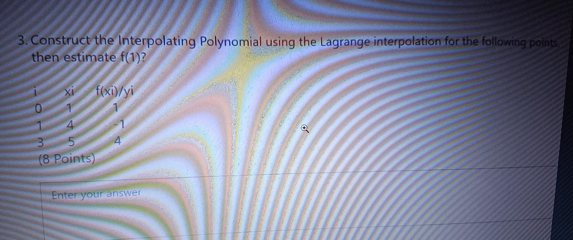 Solved 3. Construct the Interpolating Polynomial using the | Chegg.com