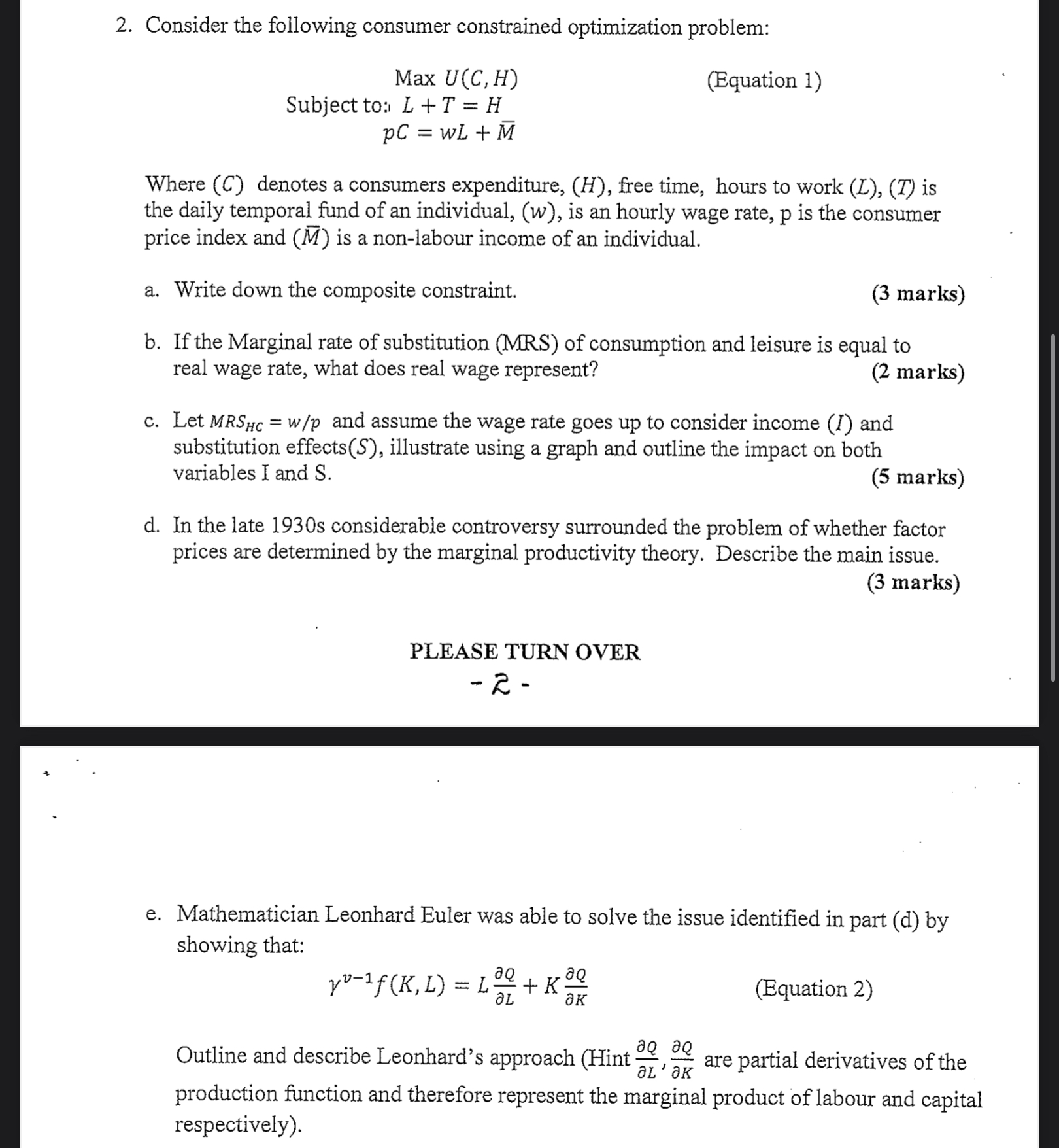 Solved Consider the following consumer constrained | Chegg.com