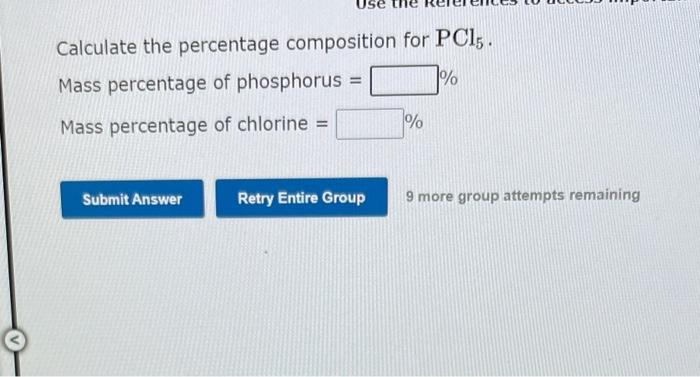 Solved Calculate the percentage composition for PCl5. Mass | Chegg.com