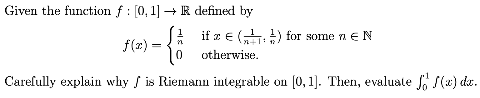 Solved Given the function f:[0,1]→R ﻿defined | Chegg.com