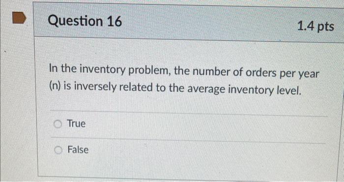 Solved In the inventory problem, the number of orders per | Chegg.com
