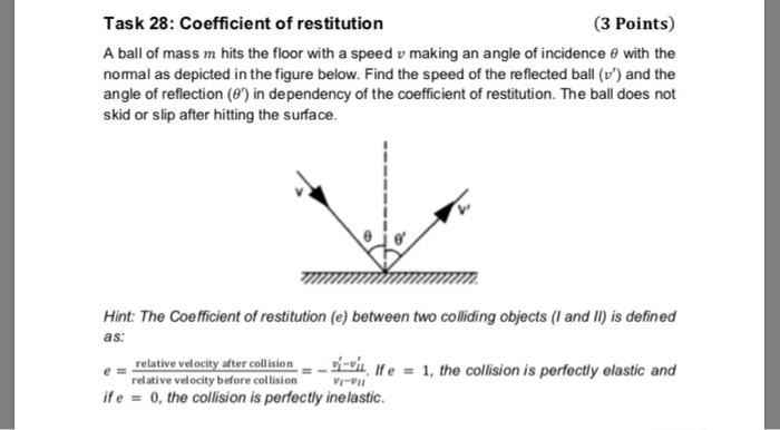 Solved Task 28: Coefficient of restitution (3 Points) A ball | Chegg.com