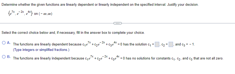Solved Determine whether the given functions are linearly | Chegg.com