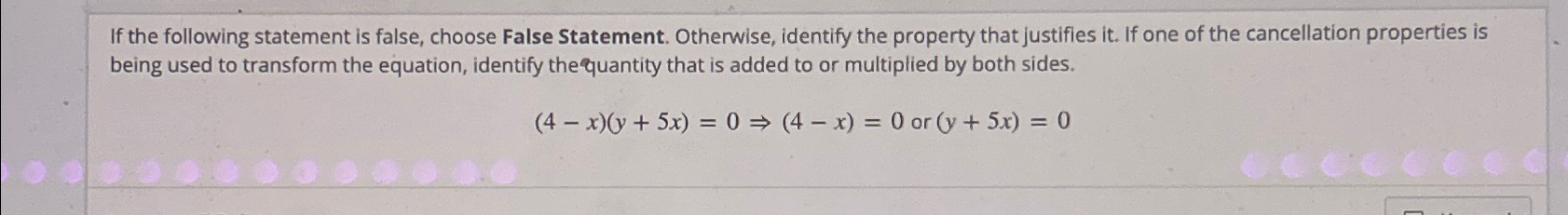 Solved If the following statement is false, choose False | Chegg.com