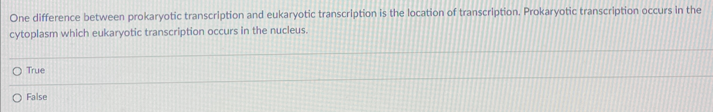 Solved One difference between prokaryotic transcription and | Chegg.com