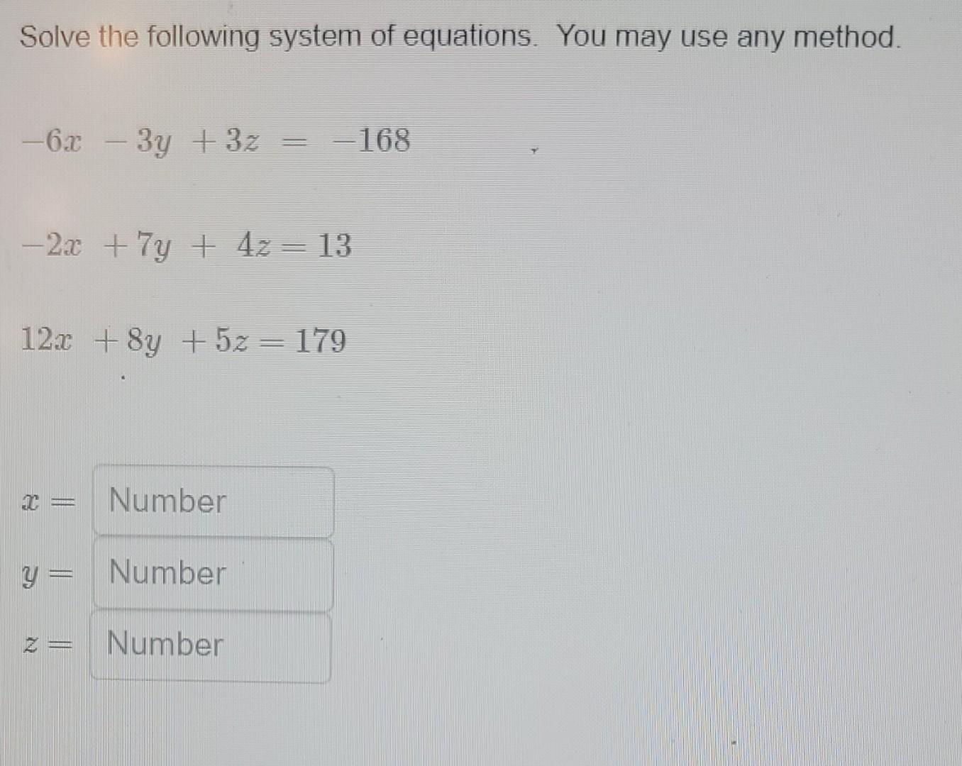 Solved Solve the following system of equations. You may use | Chegg.com
