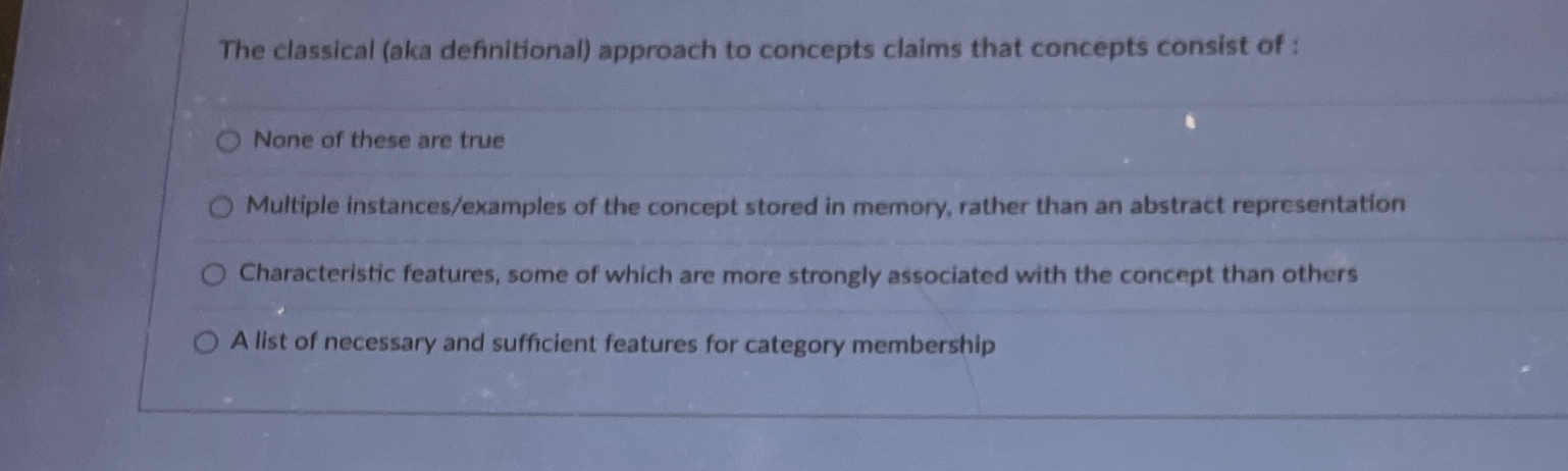 Solved The classical (aka definitional) ﻿approach to | Chegg.com