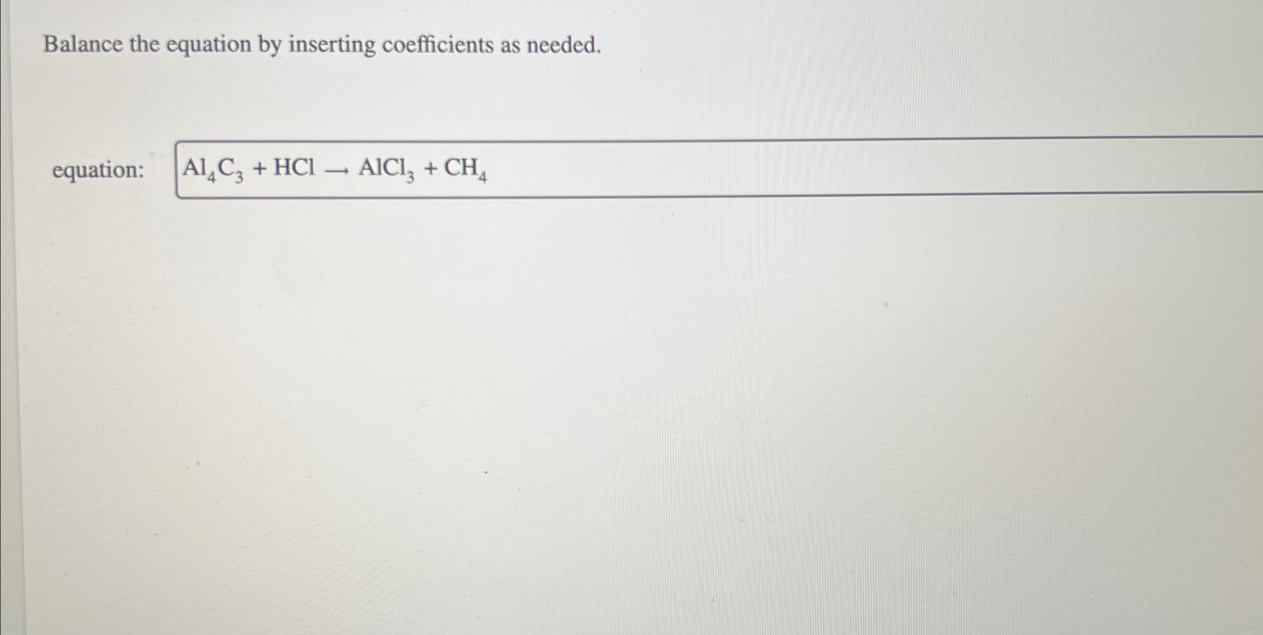 Solved Balance the equation by inserting coefficients as | Chegg.com