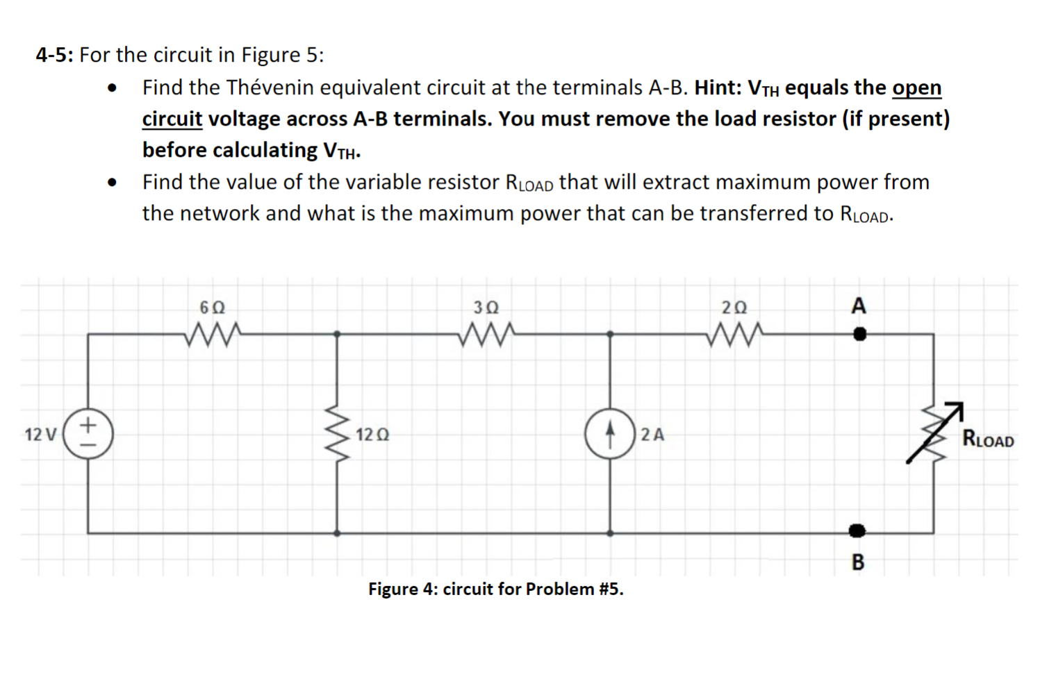 Solved 4-5: For the circuit in Figure 5:Find the Thévenin | Chegg.com