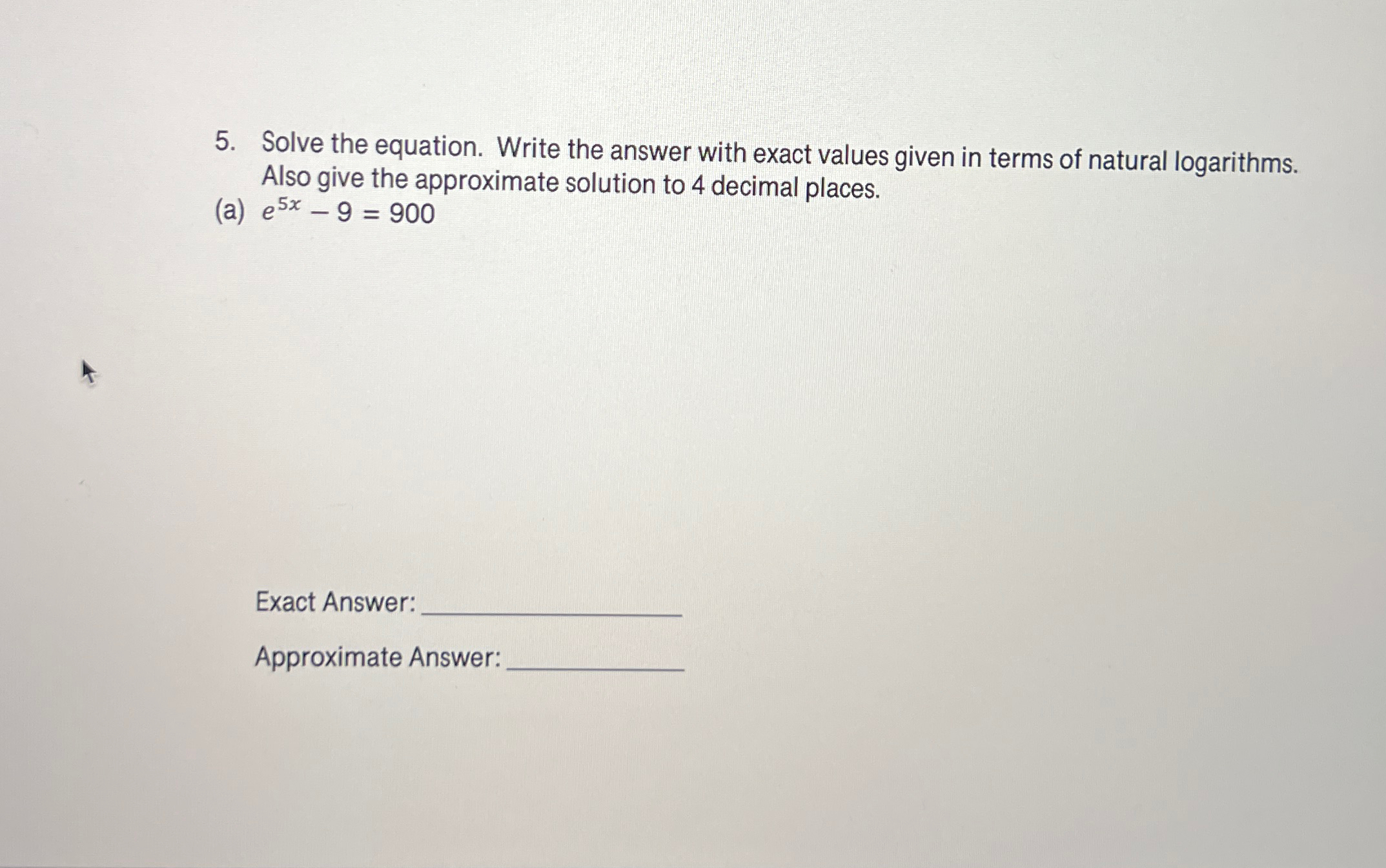 Solved Solve the equation. Write the answer with exact | Chegg.com