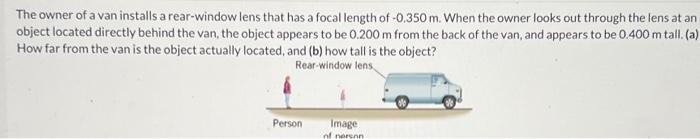 Solved The owner of a van installs a rear-window lens that | Chegg.com