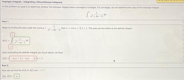 Solved Improper Integrals - Integrating a Discontinuous | Chegg.com