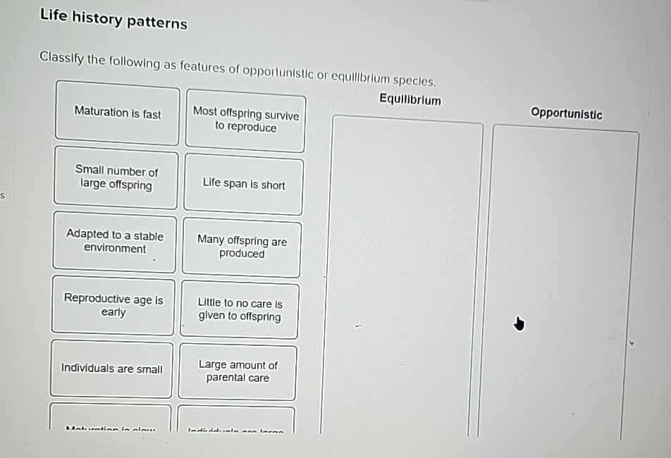 Solved Life history patternsClassify the following as | Chegg.com