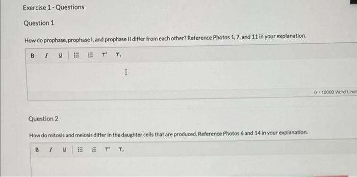 Exercise 1 - Questions Question 1 How do prophase, | Chegg.com
