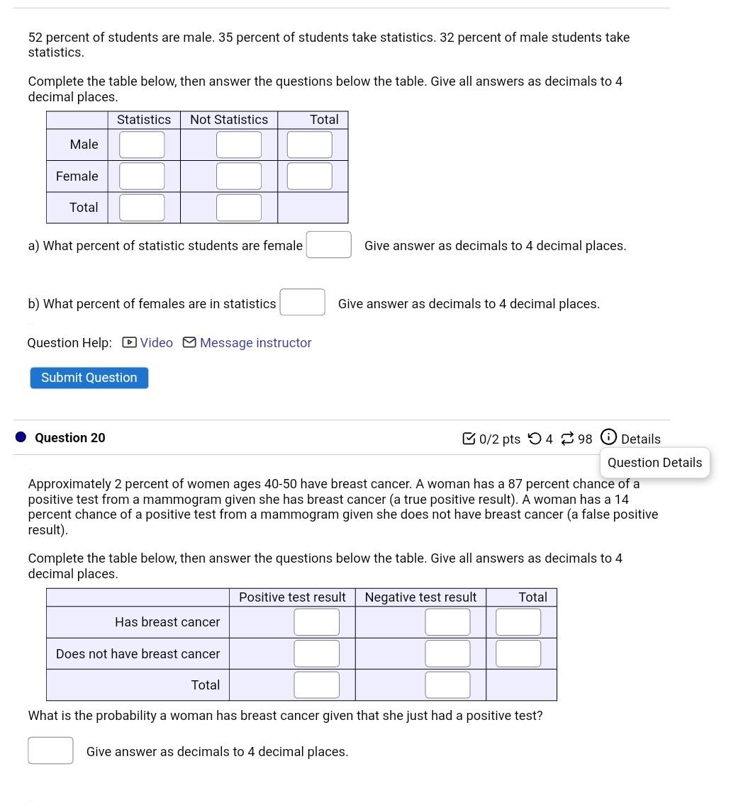 Solved 52 percent of students are male. 35 percent of | Chegg.com