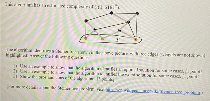 T A Steiner tree problem in graph theory is modeled | Chegg.com