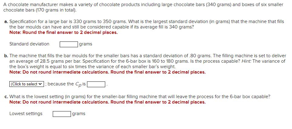 Solved A chocolate manufacturer makes a variety of chocolate | Chegg.com